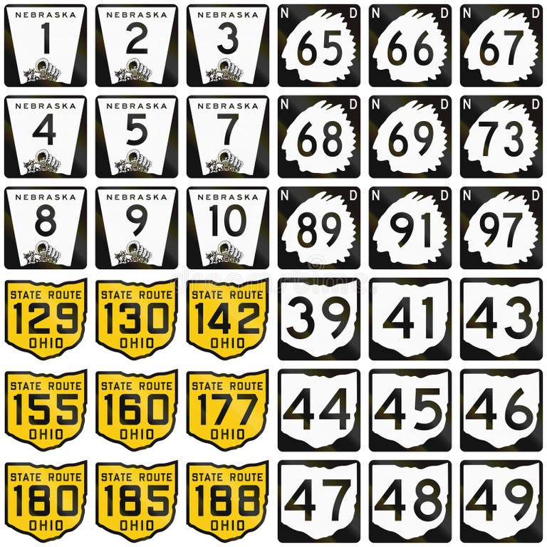 Collection of Route Shields in Different States of the US Stock ...