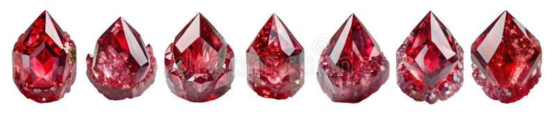 Collection of Ruby Crystals Isolated on Transparent Background. Stock ...