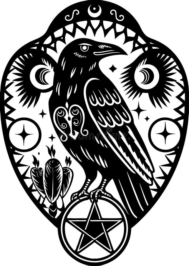 Collection of Runes with Raven Stock Vector - Illustration of norse ...