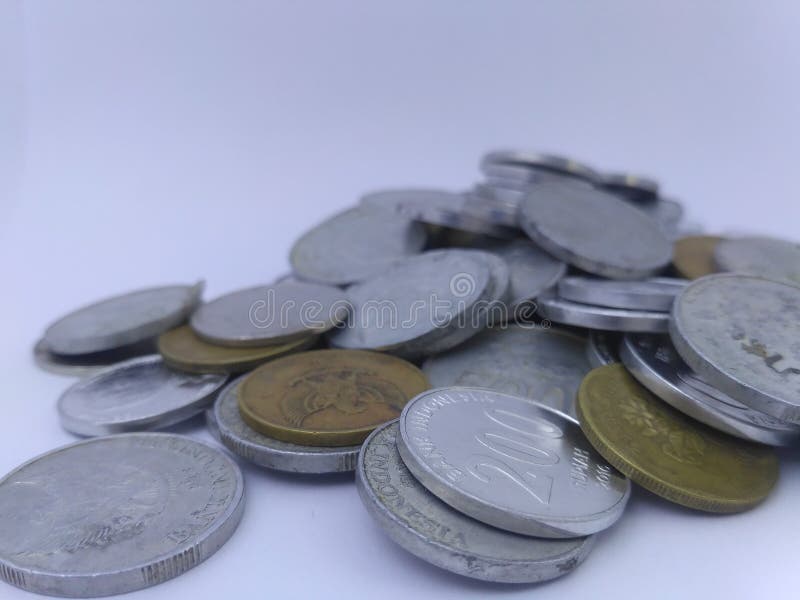 A Collection of 500 and 200 Rupiah Dull Coins Stock Image - Image of ...
