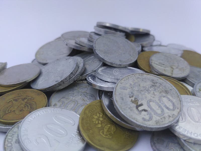 A Collection of 500 and 200 Rupiah Dull Coins Stock Photo - Image of ...