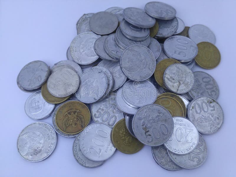 A Collection of 500 and 200 Rupiah Dull Coins Stock Photo - Image of ...