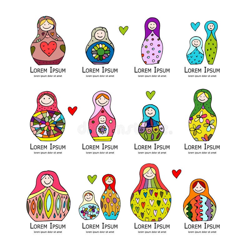 Collection of Russian Nesting Dolls, Matryoshka for Your Design Stock ...