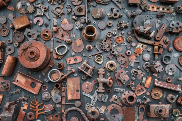 A Collection of Rusted Metal Objects on a Table. Suitable for ...