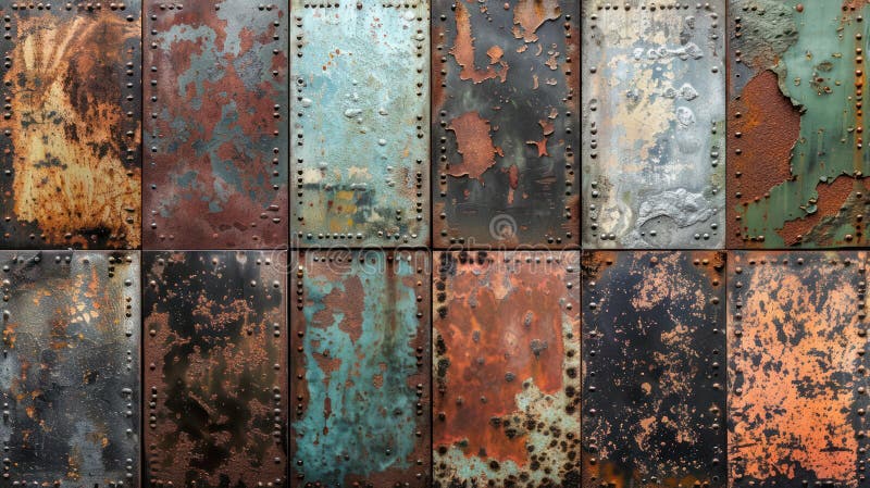 Rustic Metal Plates Collection with Aged Surfaces Stock Illustration ...