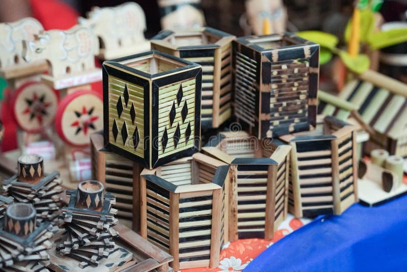 Collection of Rustic Wooden Structures at a Market Stock Photo - Image ...
