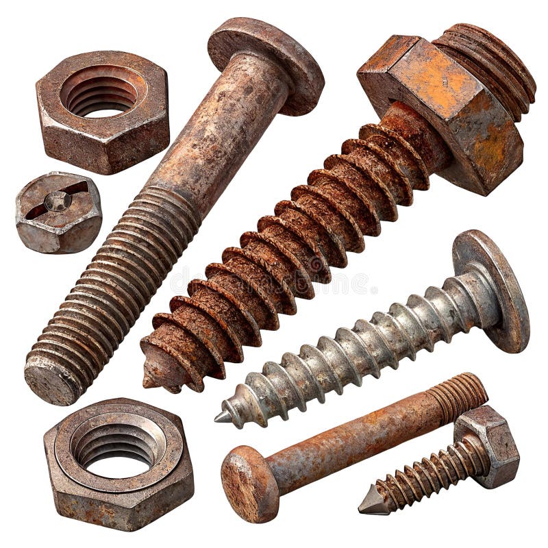Collection of Rusty Bolts and Screws Various Shapes and Sizes Stock ...