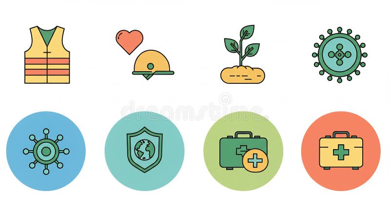 Collection of Safety and Environmental Icons in a Patterned Array Stock ...