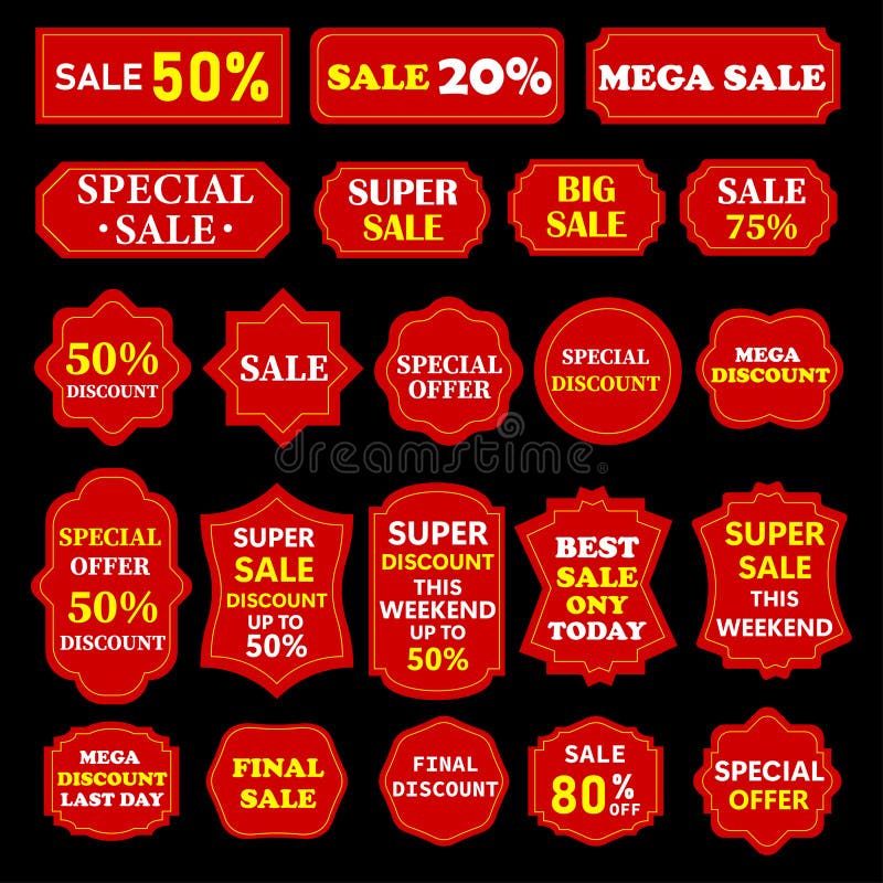 Collection of Sales Label Vectors with Various Shapes Stock Vector ...