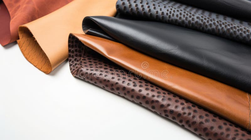 Collection of Samples of Natural Leather for Clothes, Furniture in Row ...