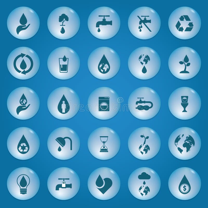 Collection of Save Water Icons. Vector Illustration Decorative Design ...
