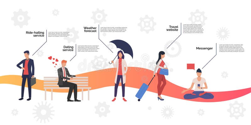 Collection of Scenes with Group of Office Workers or People Working on ...