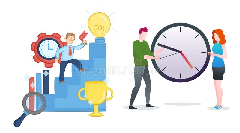 Collection of Scenes with Group of Office Workers or People Working on ...