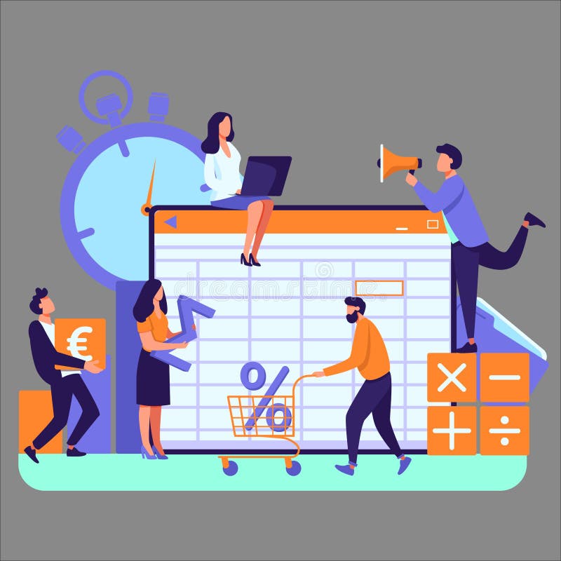 Collection of Scenes with Group of Office Workers or People Working on ...