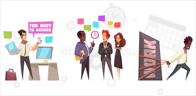 Collection of Scenes with Group of Office Workers or People Working on ...