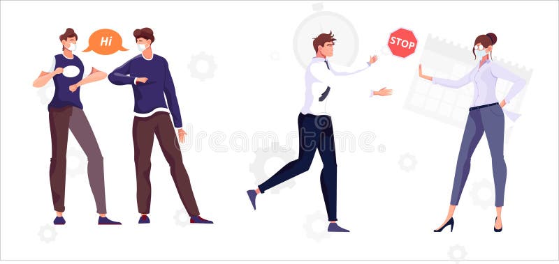 Collection of Scenes with Group of Office Workers or People Working on ...