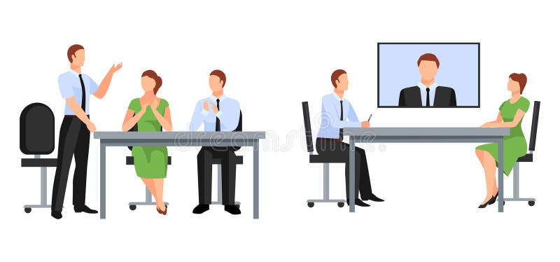 Collection of Scenes with Group of Office Workers or People Working on ...