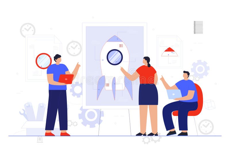 Collection of Scenes with Group of Office Workers or People Working on ...