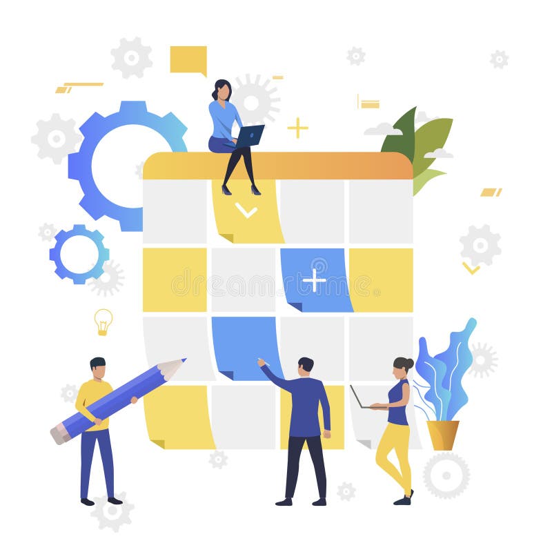 Collection of Scenes with Group of Office Workers or People Working on ...