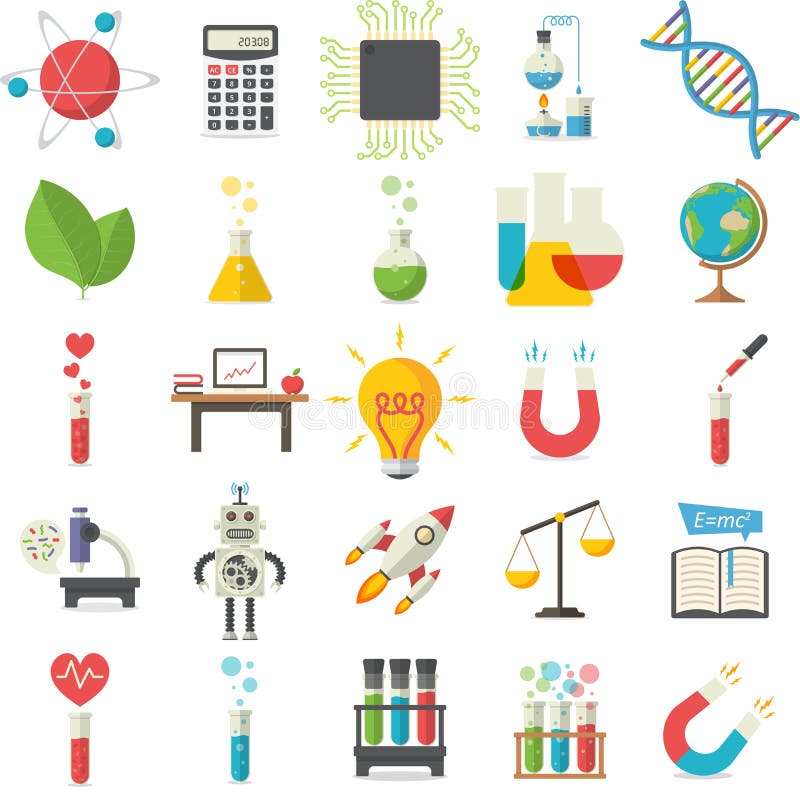 Collection of 25 Science Illustrations Stock Vector - Illustration of ...