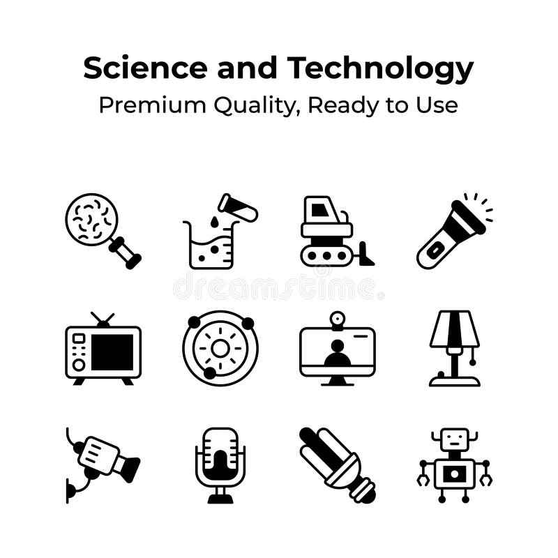 Collection of Science and Technology Premium Quality Icons Stock Vector ...