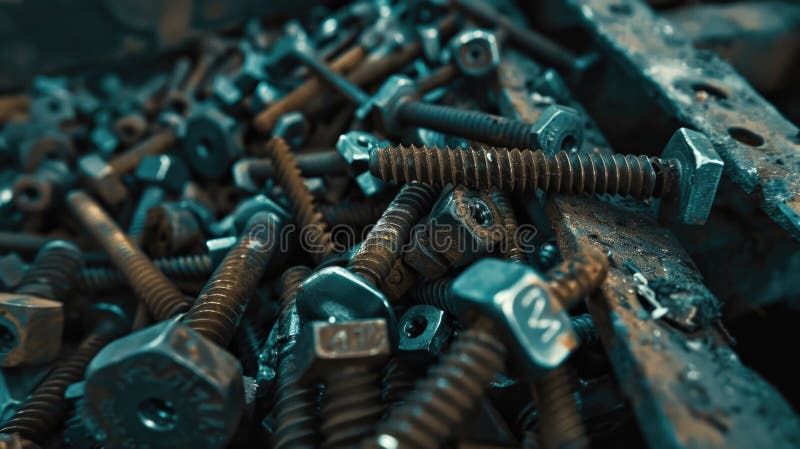 A Collection of Screws and Nuts Stacked Together, Suitable for ...