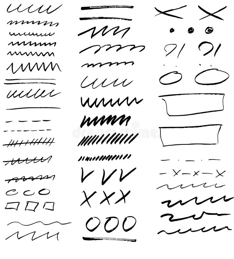 Collection of Scribble Design Element of Sketch Underlines and Signes ...