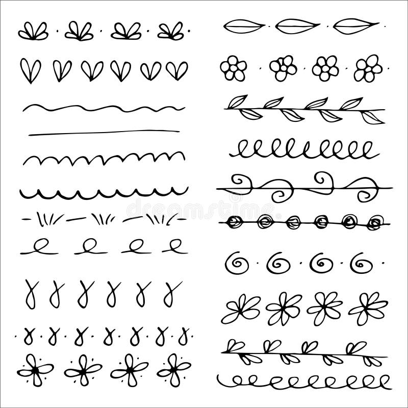 Collection of Scribble Design Element of Sketch Underlines and Signes ...