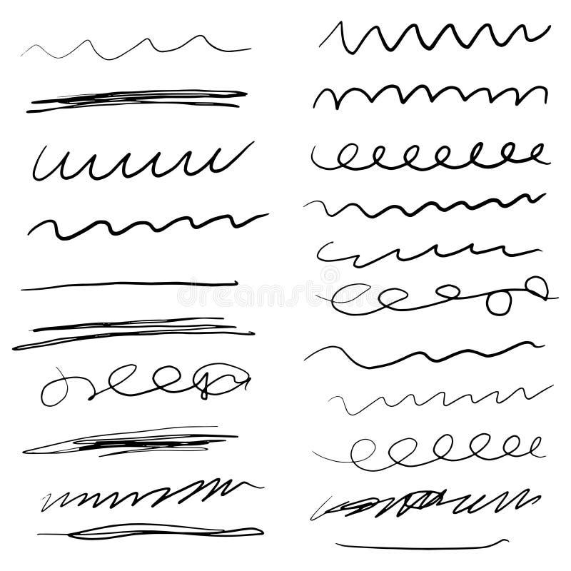 Collection of Scribble Design Element of Sketch Underlines and Signes ...