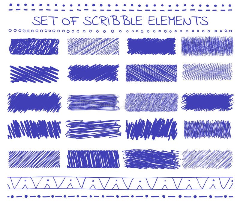 Collection of Scribbled Lines in Hand Drawn Style Stock Vector ...