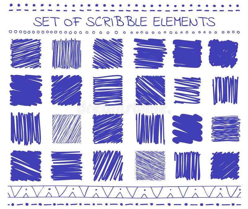 Collection of Scribbled Lines in Hand Drawn Style Stock Vector ...