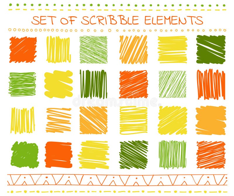 Collection of Scribbled Lines in Hand Drawn Style. Vector EPS8 Stock ...