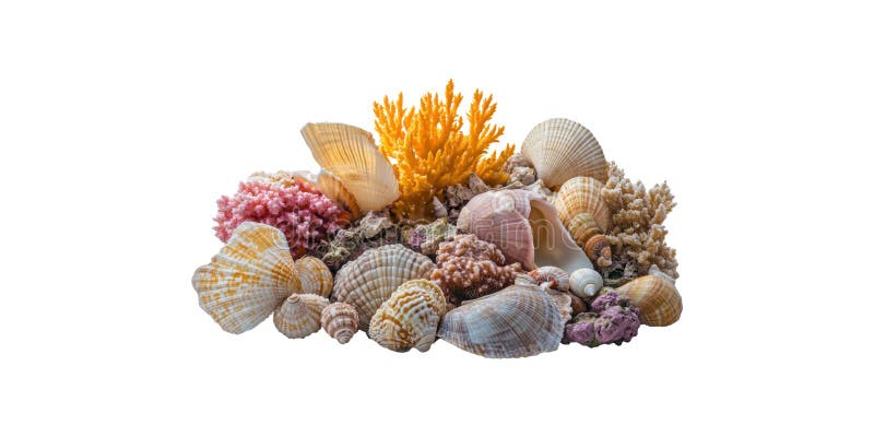 Collection Sea Shells Coral Isolated Transparent Background Stock ...