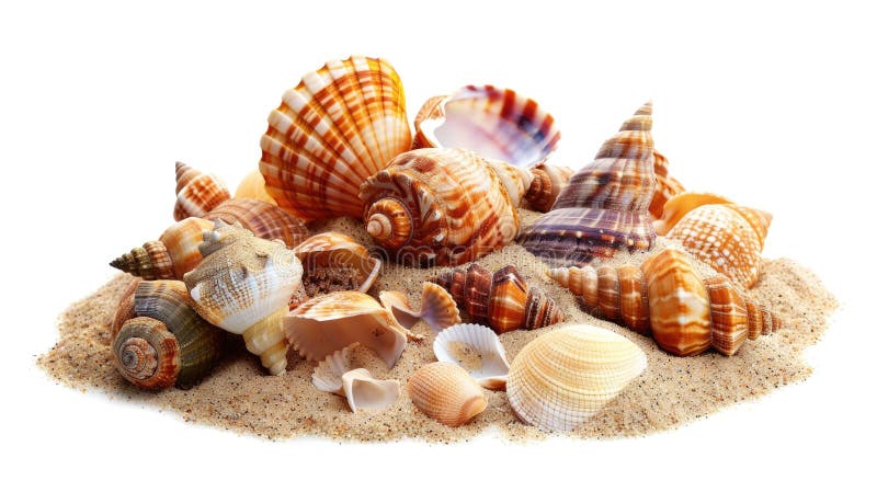 A Collection of Sea Shells Scattered on a Sandy Beach Stock Image ...