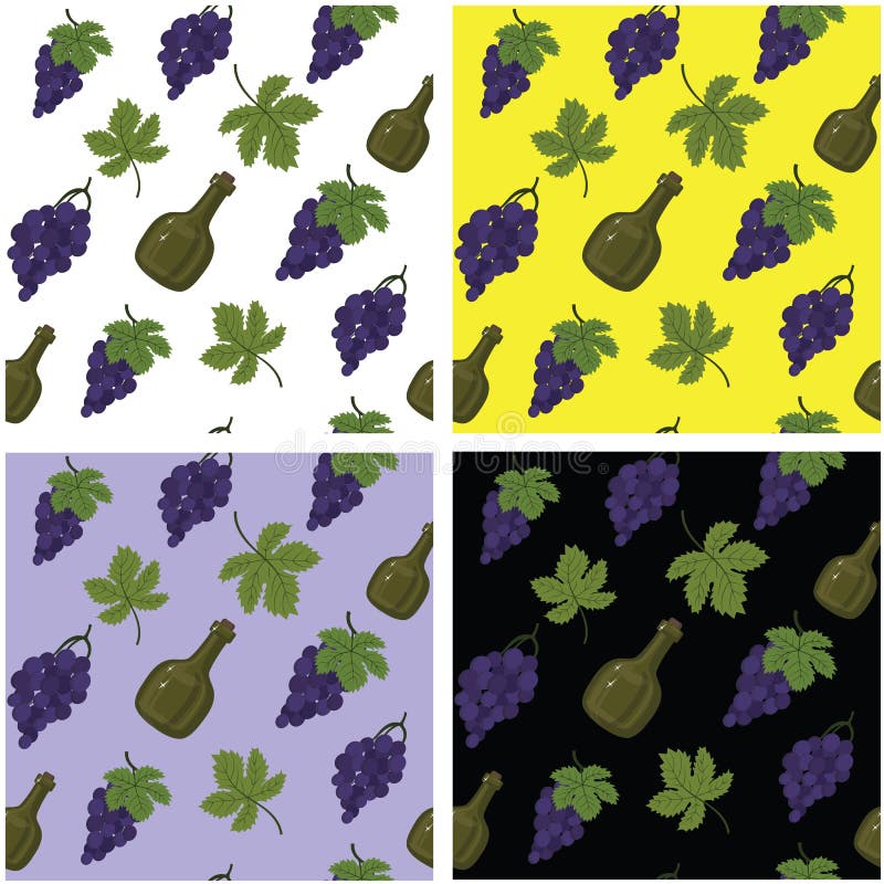 Collection of Seamless Abstract Patterns Featuring Wine Products ...
