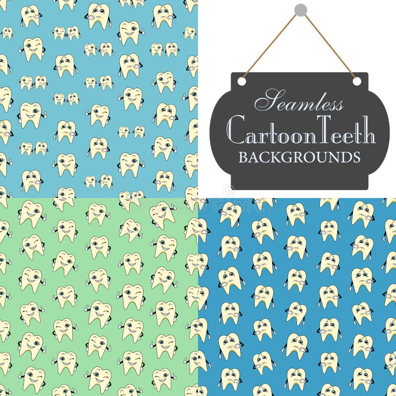 Collection of Seamless Backgrounds on the Topic of Cartoon Teeth Stock ...
