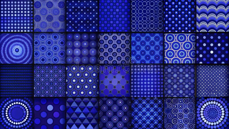 Collection of 36 Seamless Blue Geometric Patterns Stock Illustration ...