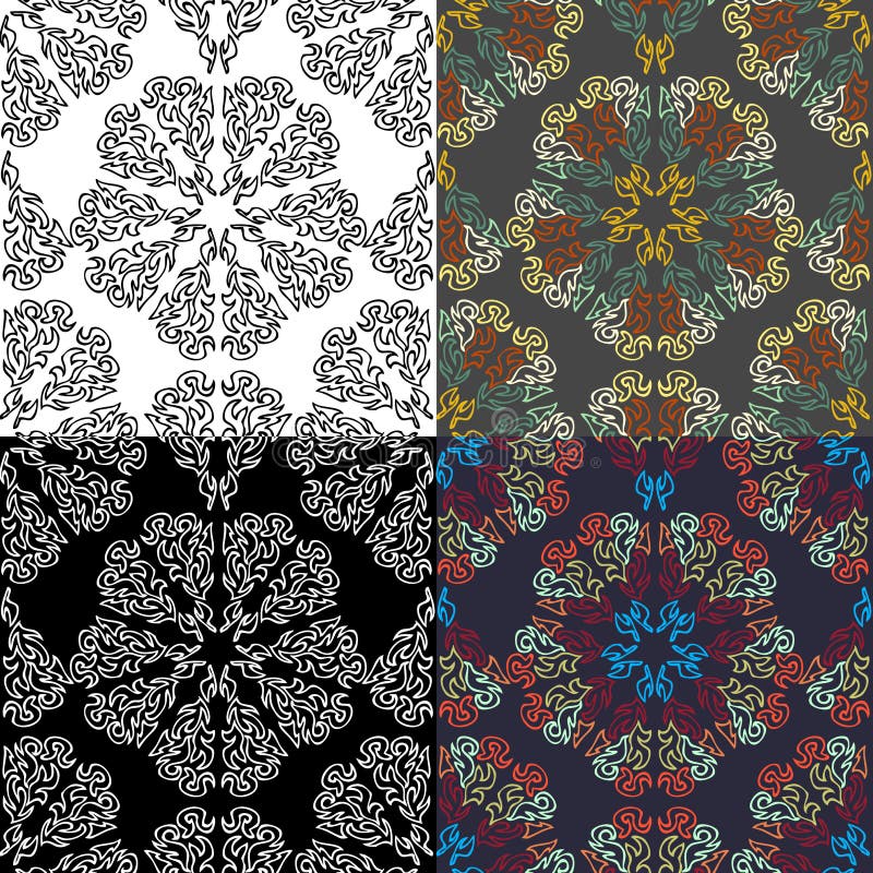 Collection of Seamless Colorful Exotic Patterns Stock Vector ...