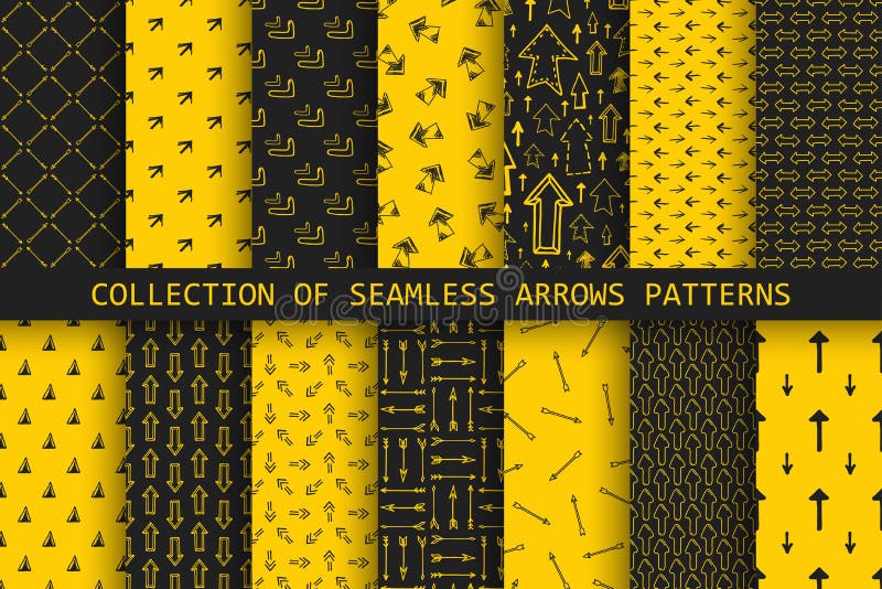 Collection of Seamless Drawing Arrows Patterns - Doodle Design ...