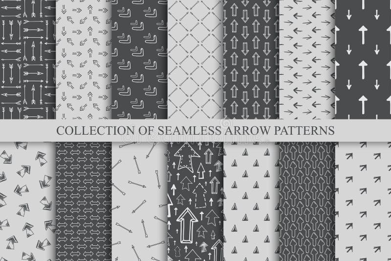 Collection of Seamless Drawing Arrows Patterns - Doodle Design. Creative Simple Hand Drawn ...