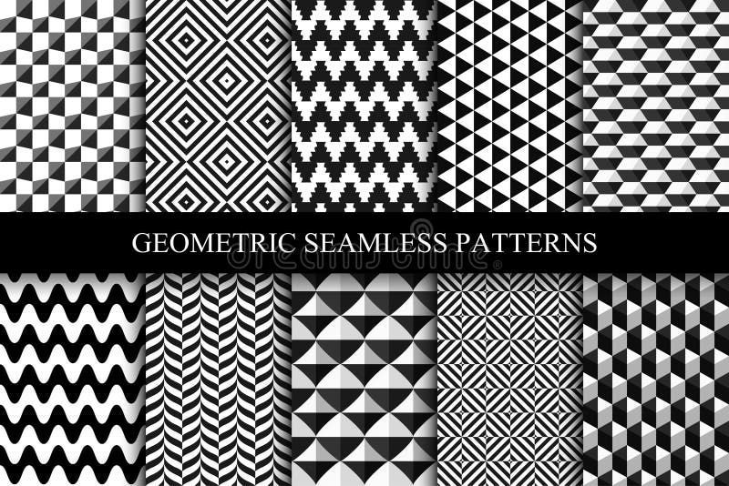 Collection of Seamless Geometric Patterns. Stock Vector - Illustration ...