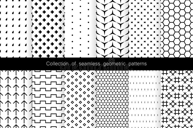Collection of Seamless Geometric Patterns. Vector Loop Stock Vector ...