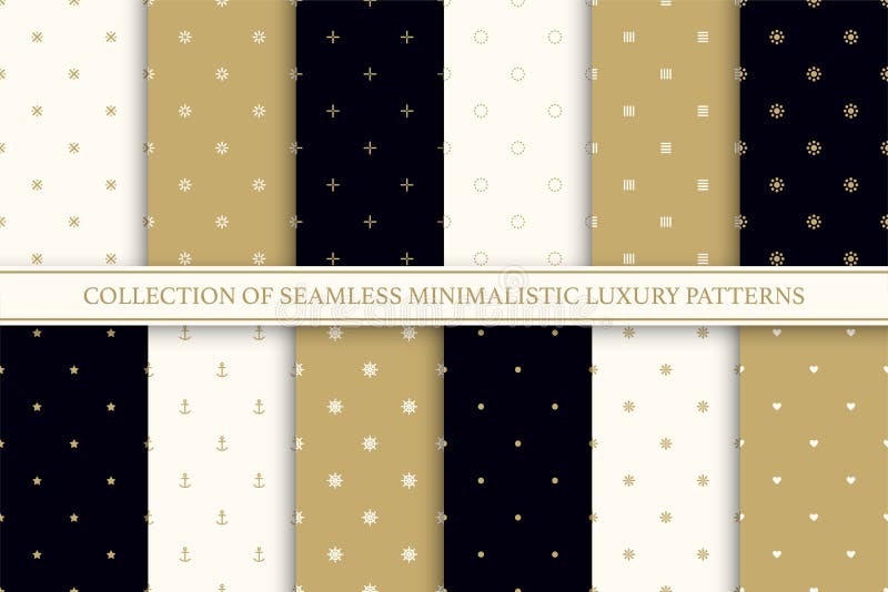 Collection of Seamless Geometric Simple Patterns. Luxury Trendy ...