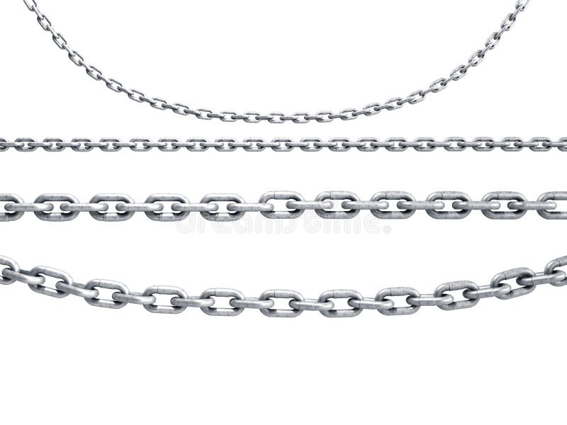 Collection of Seamless Metal Chains Colored Silver 3d Render on Stock ...