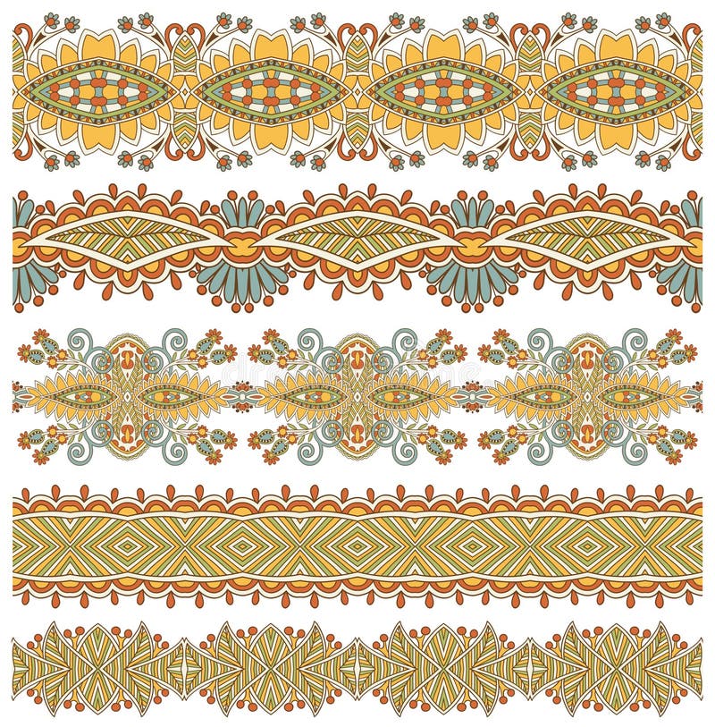 Collection of Seamless Ornamental Floral Stripes Stock Vector ...