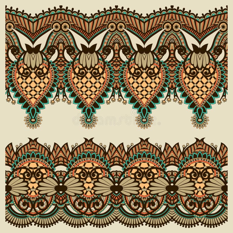 Collection of Seamless Ornamental Floral Stripes Stock Vector ...