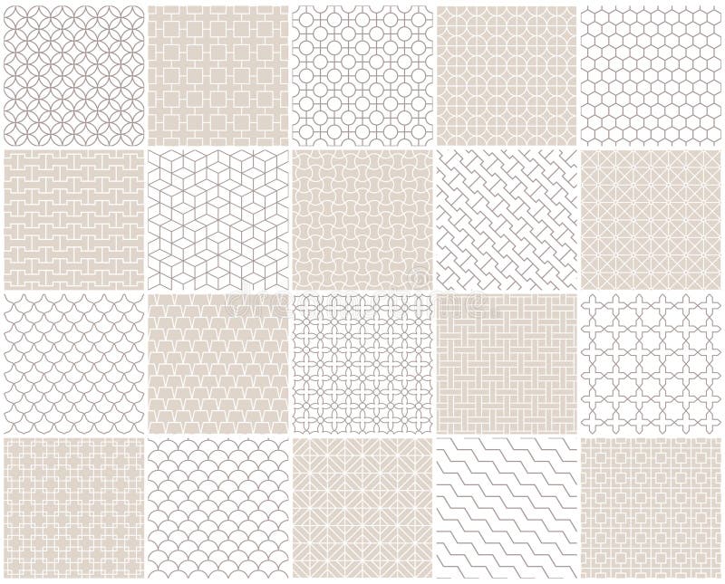 Collection of Seamless Ornamental Vector Patterns. Beige Oriental ...