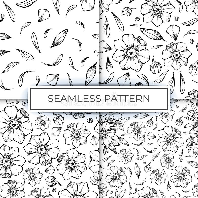 Collection of Seamless Patterns of Floral Patterns from Simple Lines ...