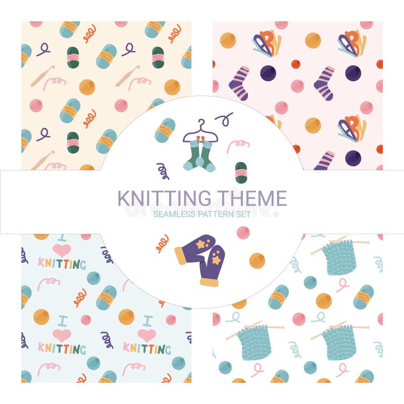 Collection of 4 Seamless Patterns. Handmade Workshop Concept Stock ...