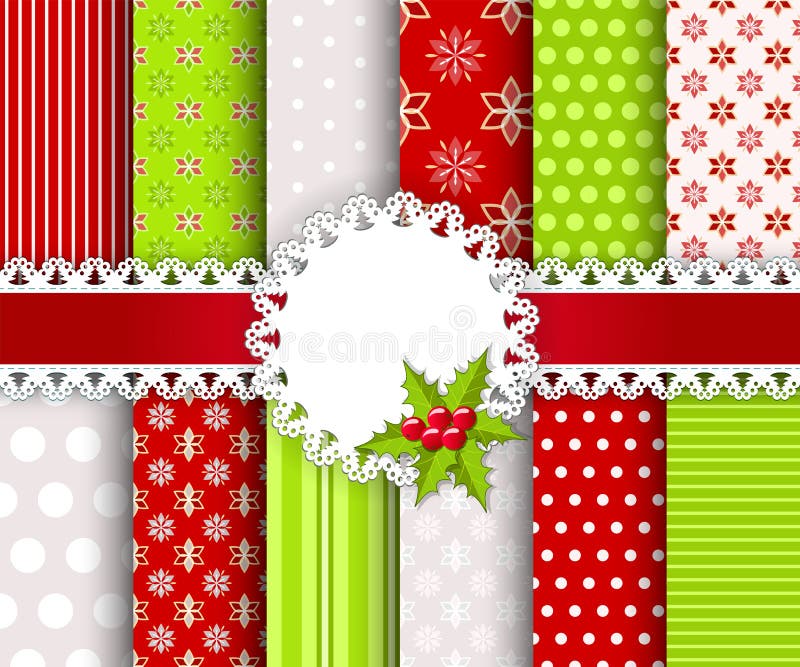 Collection Seamless Patterns for Scrapbook. Stock Vector - Illustration ...